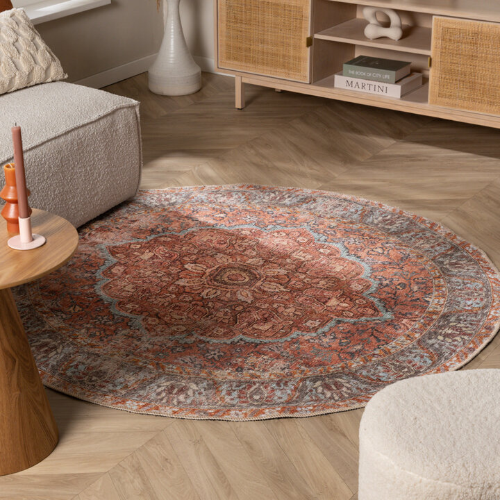 Vintage Teppich Rund - Liva Mandala Terrakotta - Volero