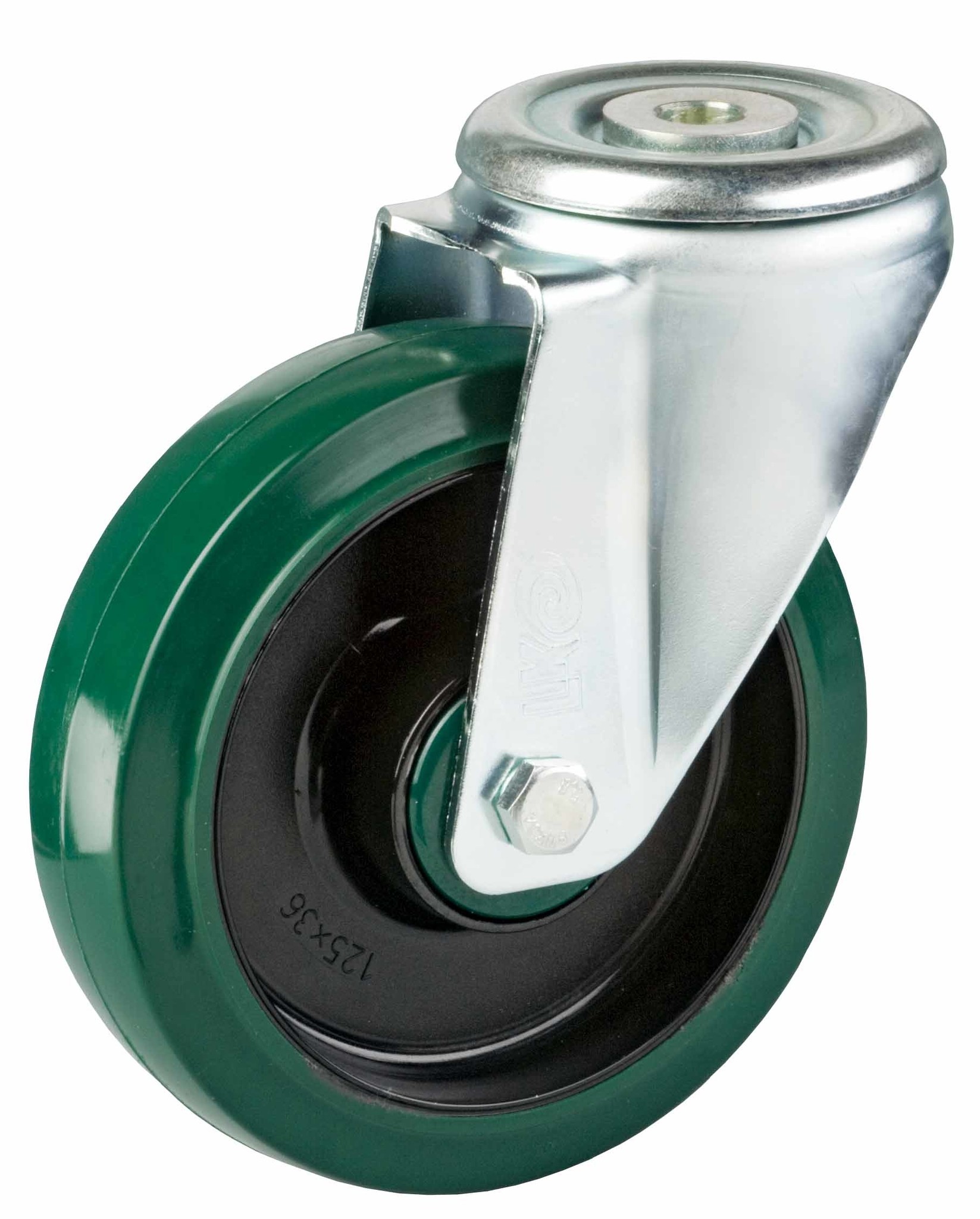 standard Swivel castor + elastic rubber tyre Ø100 x W35mm f