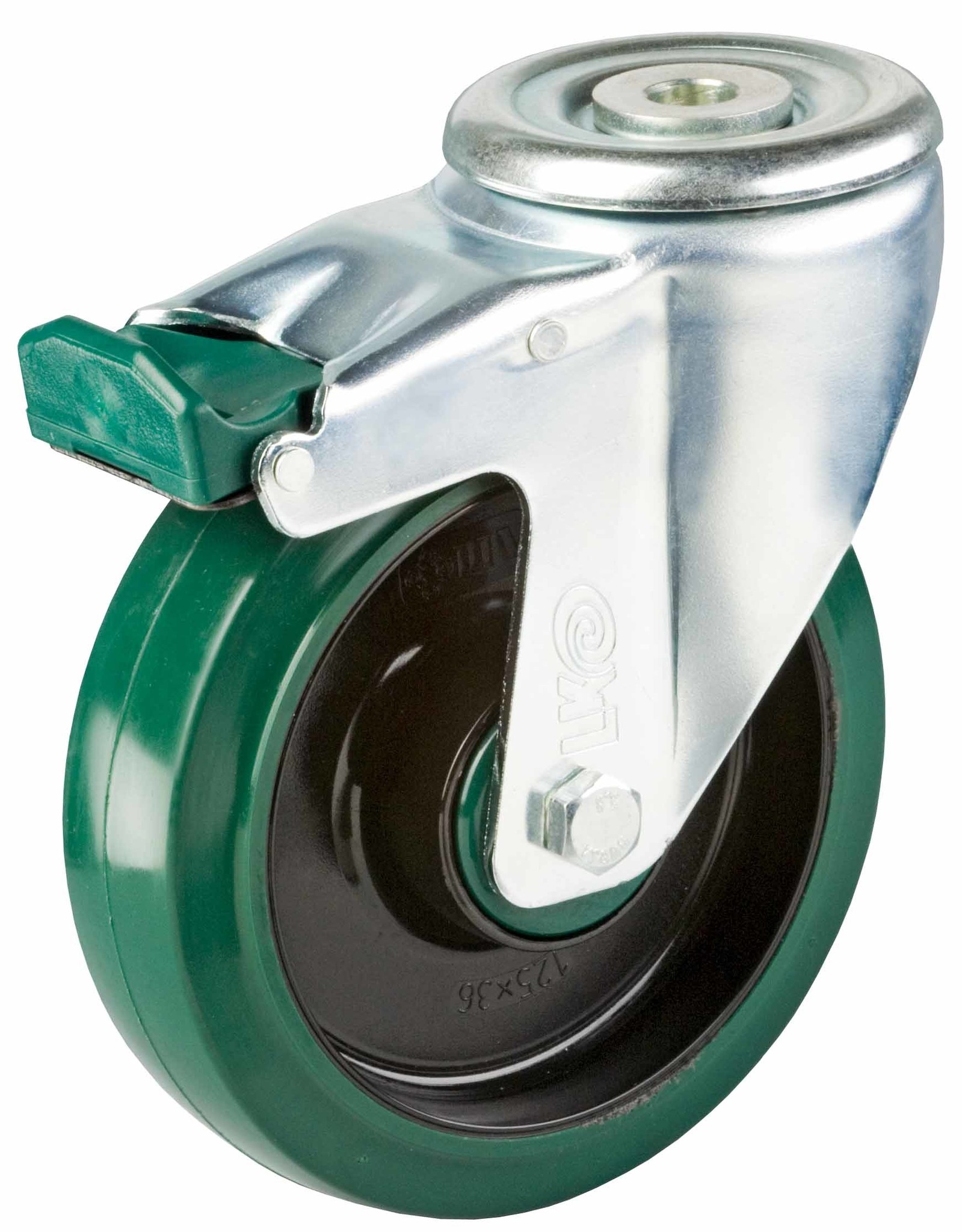 standard Swivel castor with brake + elastic rubber tyre Ø20
