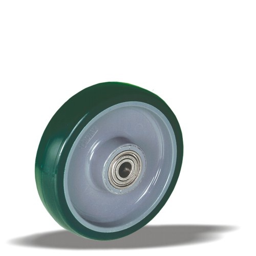 stainless steel wheel + injection-moulded polyurethane tread