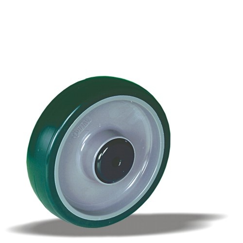 stainless steel wheel + injection-moulded polyurethane tread