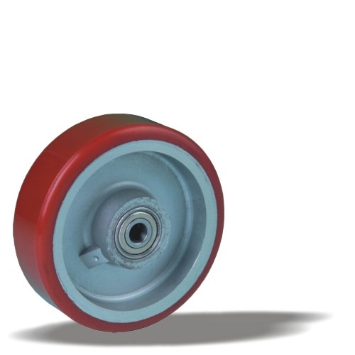 heavy duty wheel + injection-moulded polyurethane tread Ø10