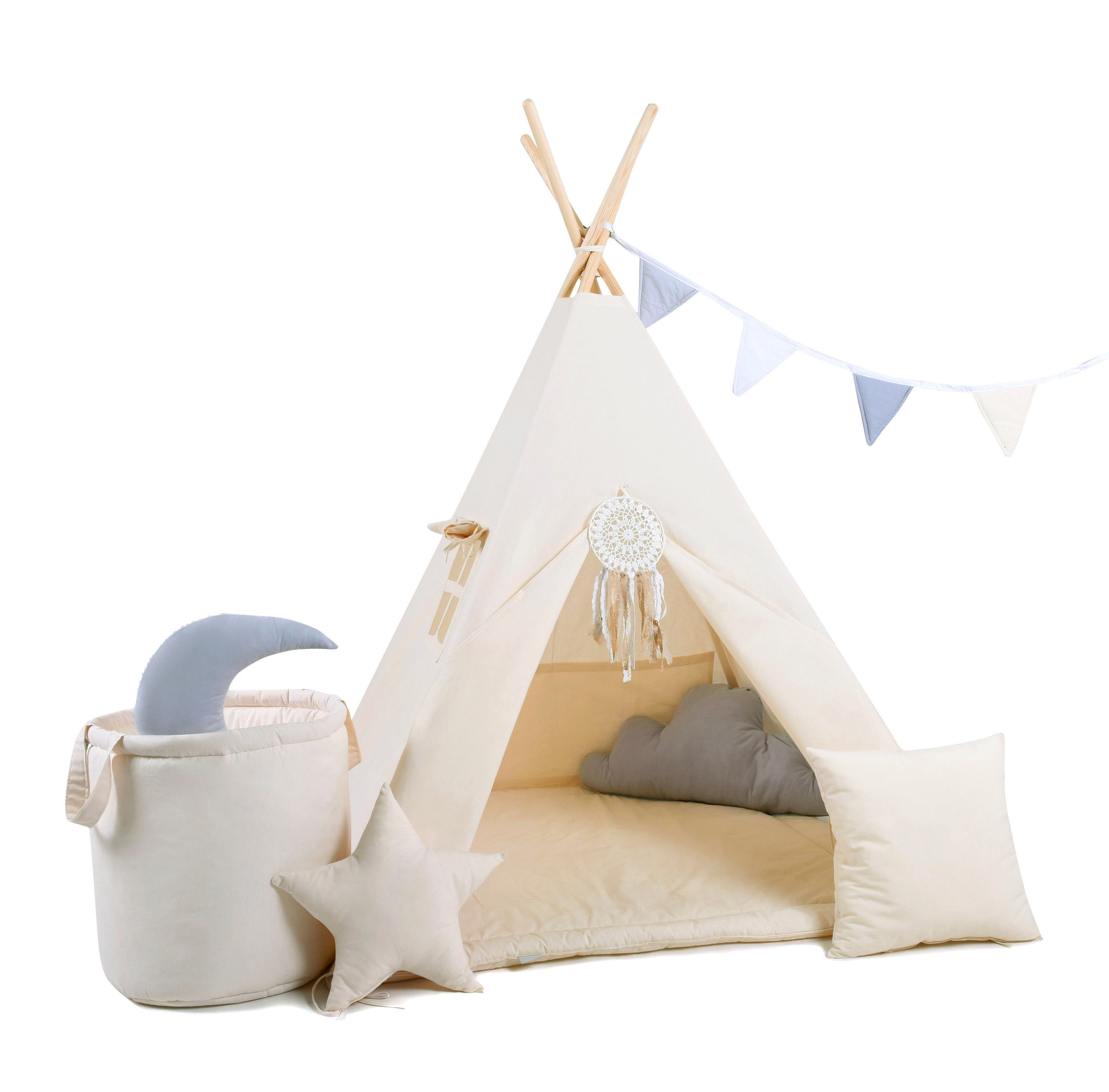 TIPI tent Beige XXL Set - MyMOMy.be - Kids concept store online