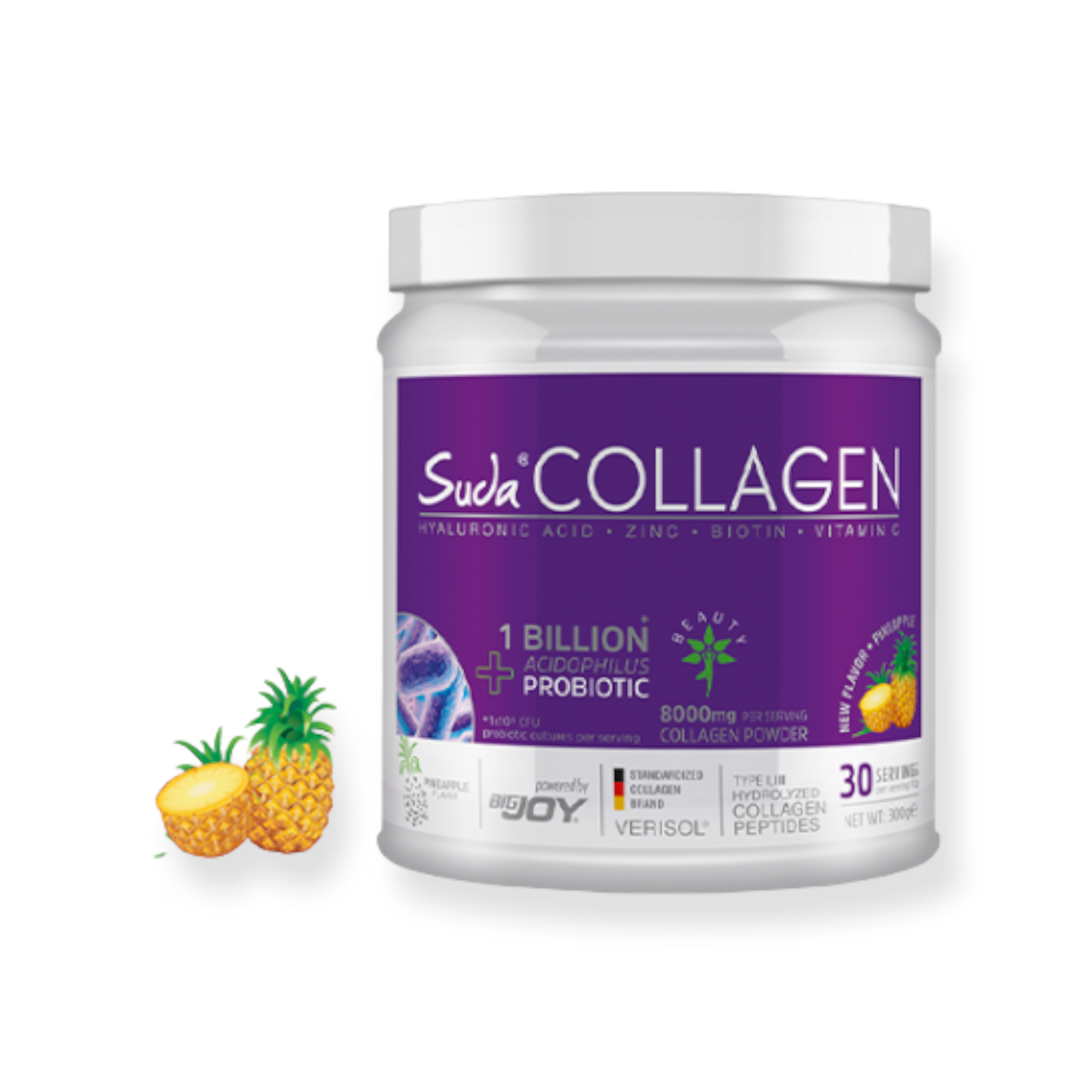 Suda Collagen + Probiotic Pineapple Flavor Powder 300g - HerbalDrogist.com