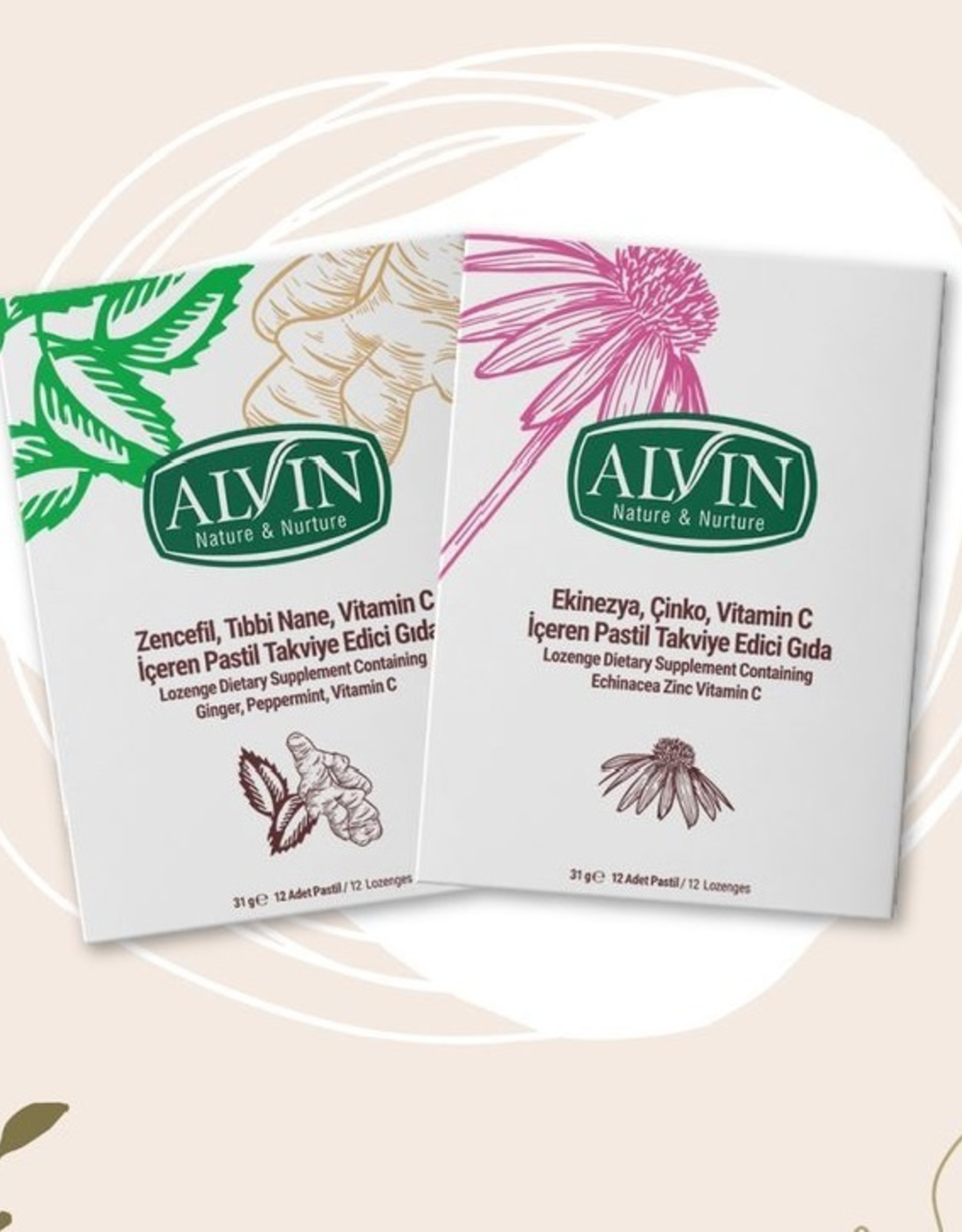 Alvin Pastilles Echinacea Zink Vitamine C met kersensmaak 12 Stuks ...