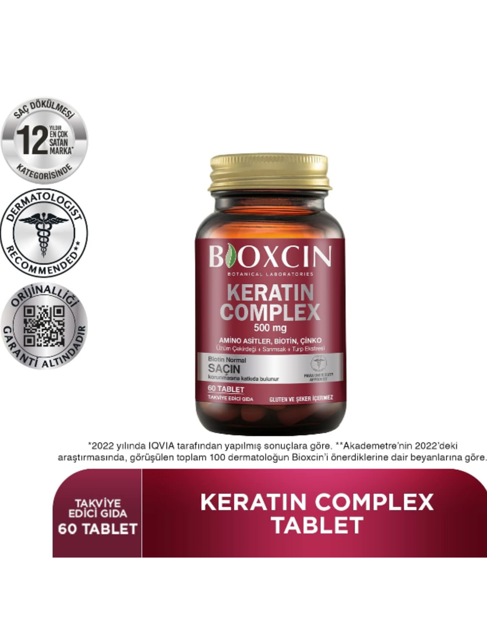 Bioxcin Keratin Complex 500 mg 60 tabletten (Voor haargezondheid ...