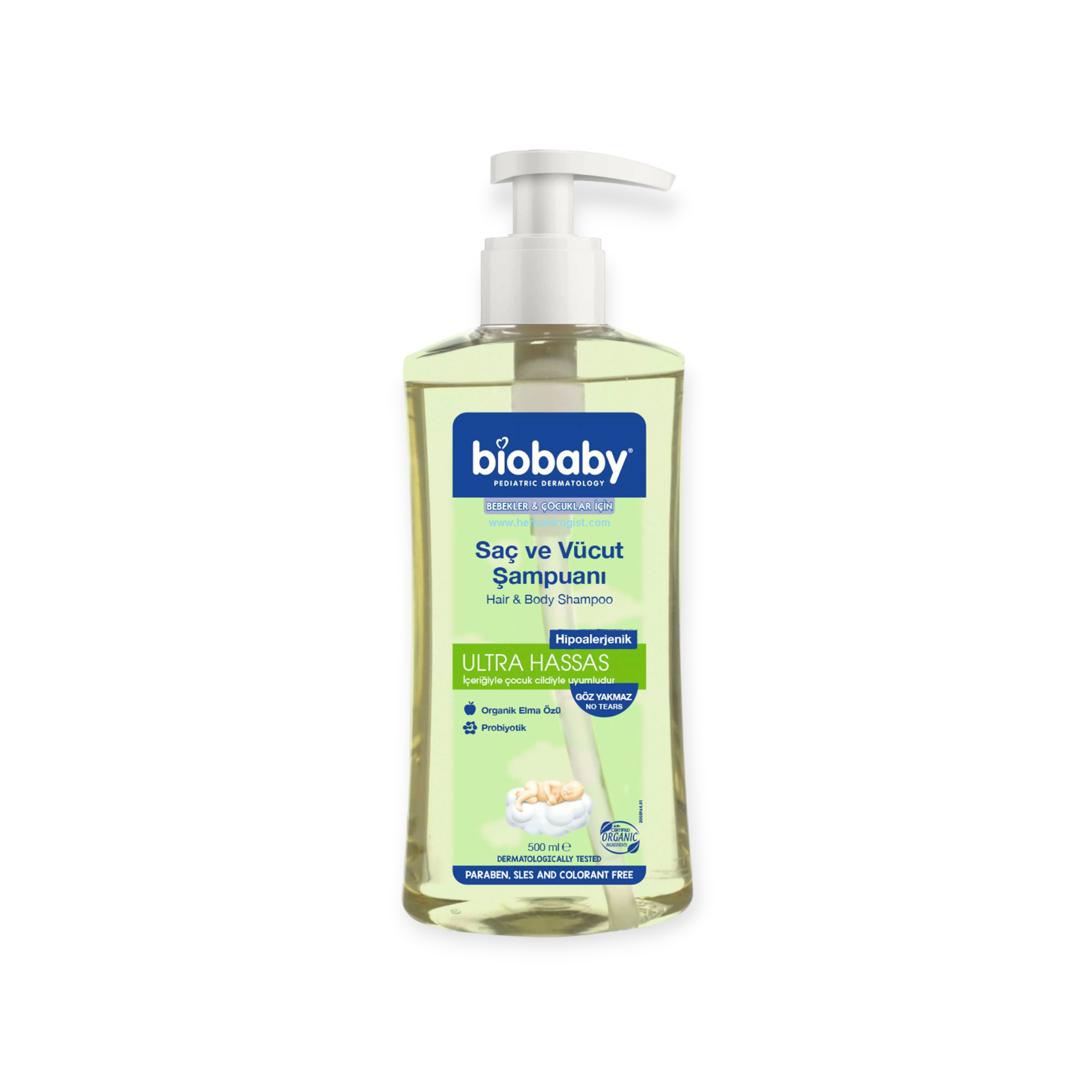 Biobaby Ultra Sensitive Hair and Body Shampoo 500ml - HerbalDrogist.com