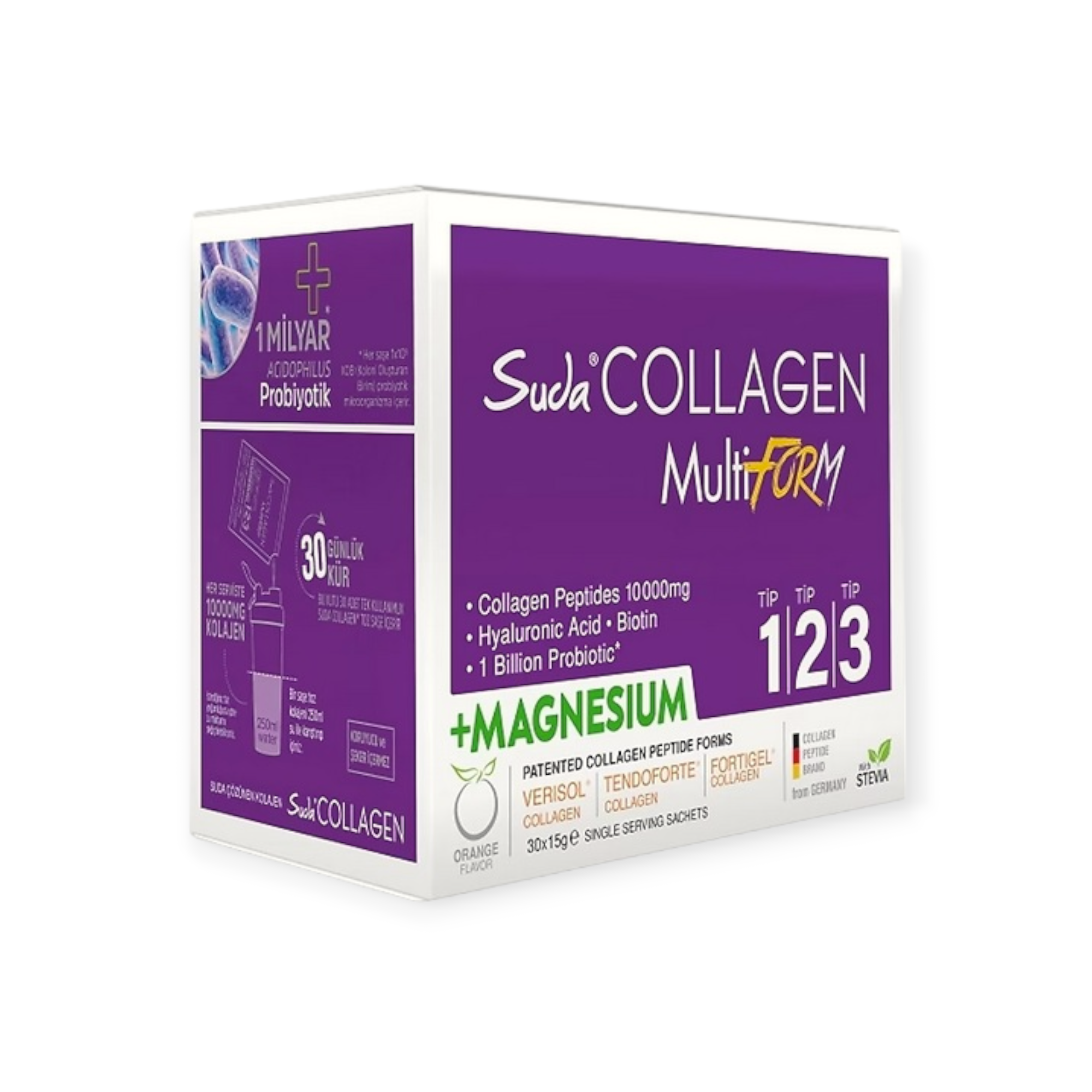 Suda Collagen Multiform TYPE 1 -2 -3 Collagen & Magnesium 15gr 30 Sachets - HerbalDrogist.com