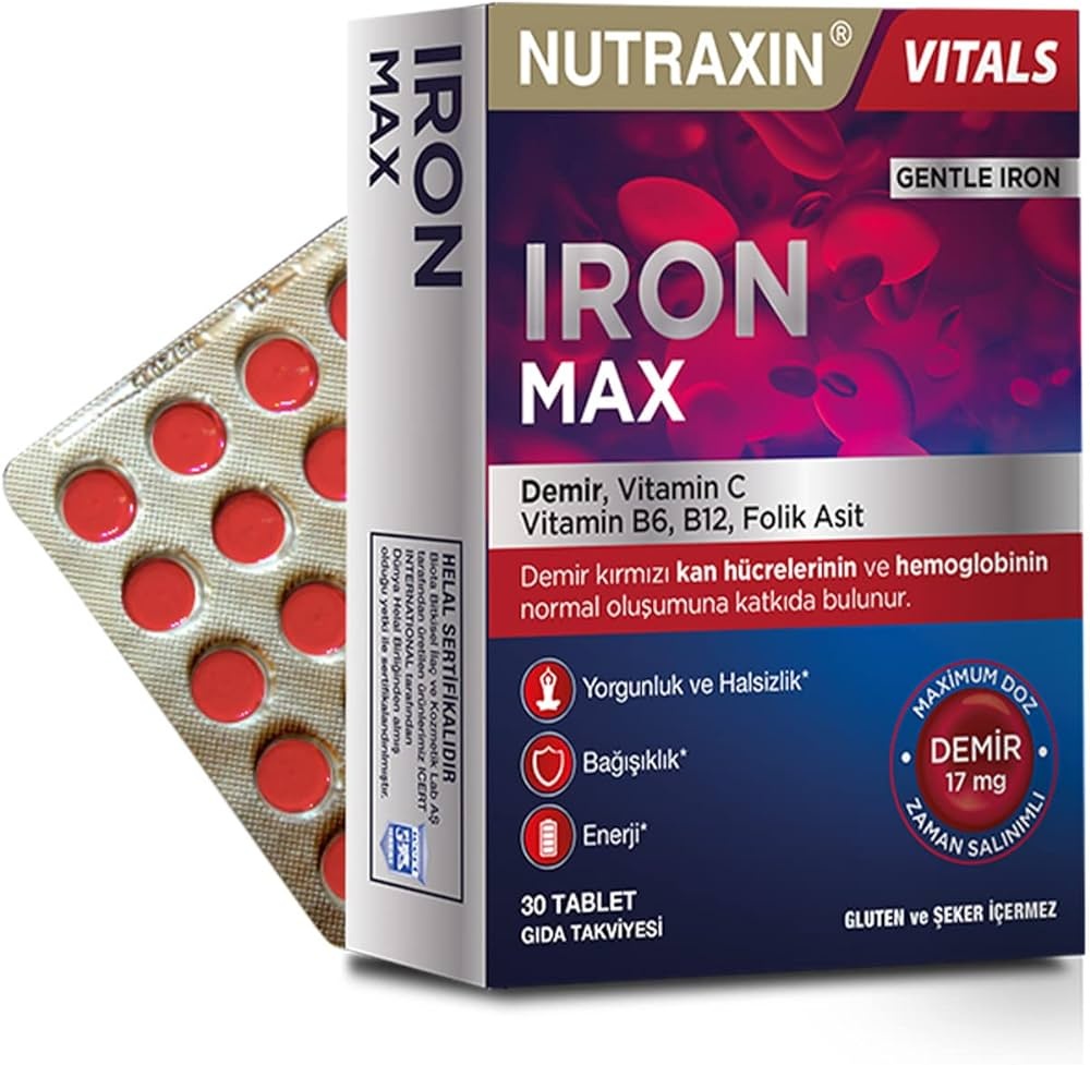 Nutraxin Iron Max 30 tabletten (IJzer) - Herbal Drogist