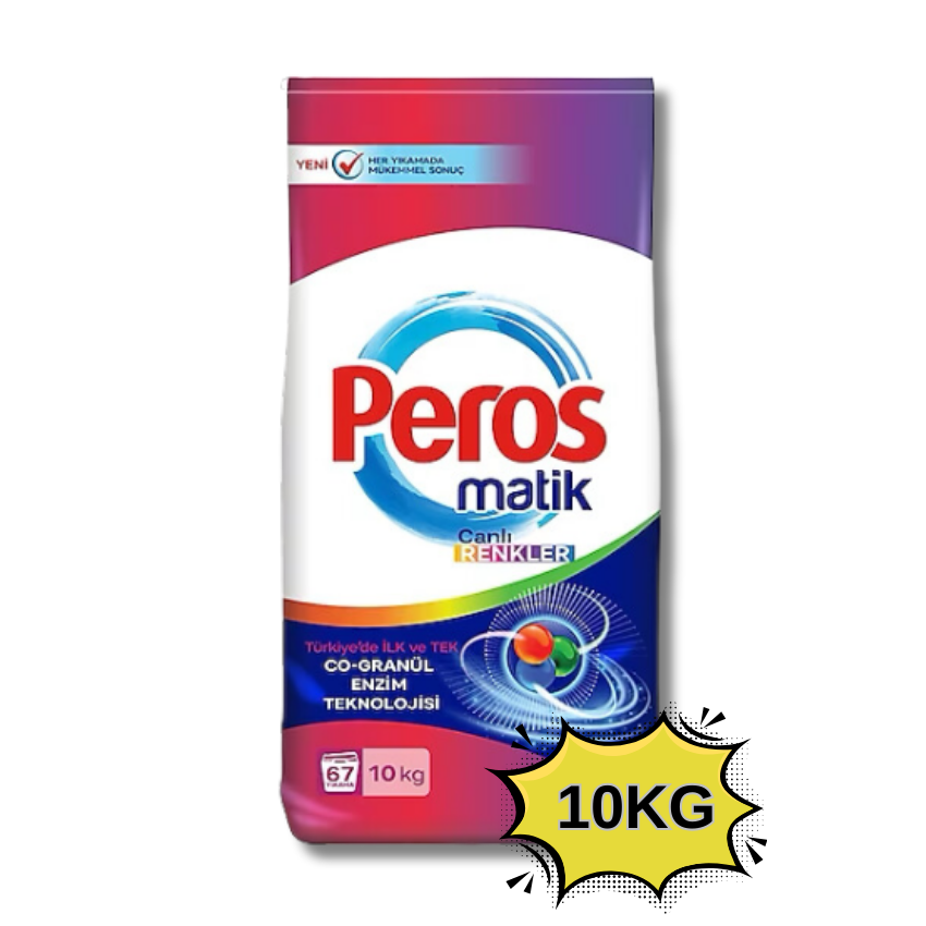 Peros Matik Renkliler için toz çamaşır deterjanı 10 Kg 67 Yikama ...