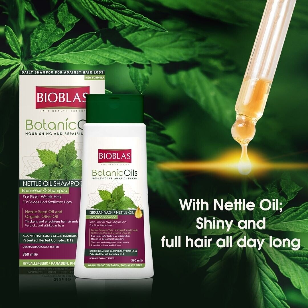 Bioblas Nettle Oil Shampoo 360ml (thin/weak hair) - HerbalDrogist.com