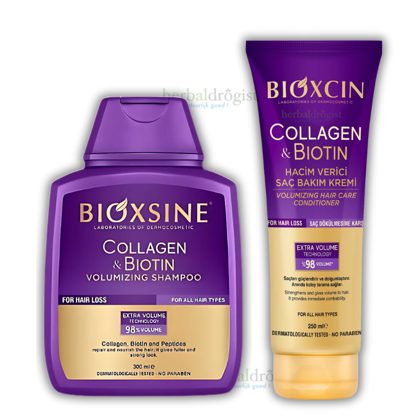 Collagen & Biotin Volumizing Shampoo 300ml + Hair Conditioner 250ml Set ...