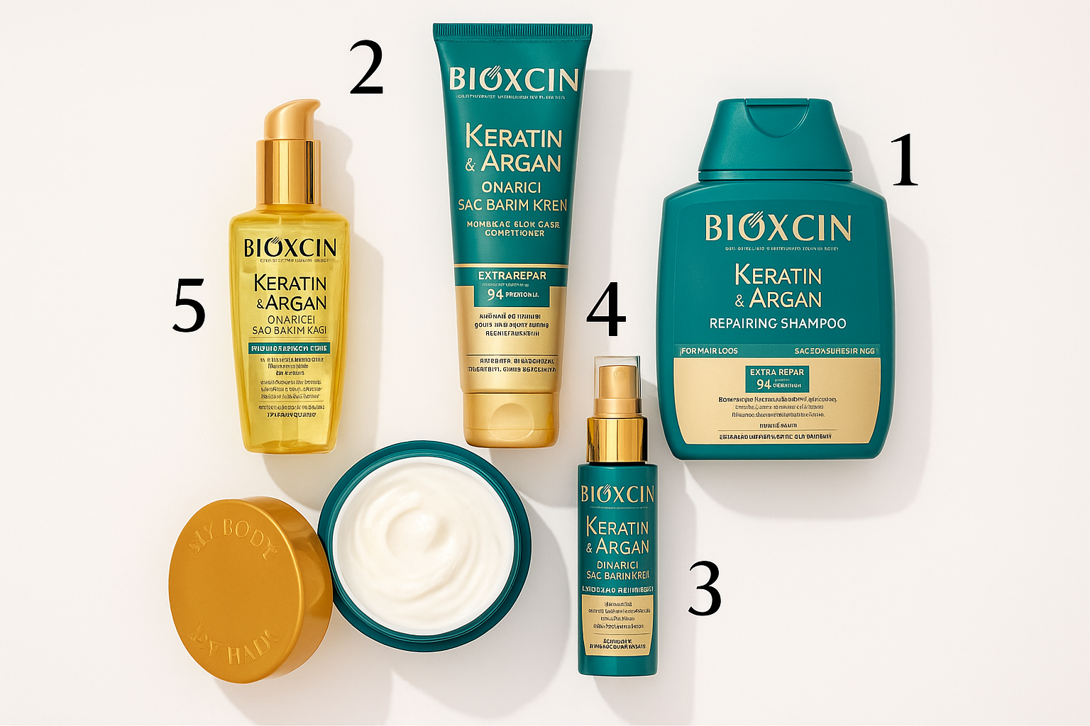 Set de Cuidado Capilar Keratin & Argan | Champú 300 ml + Aceite 150 ml ...