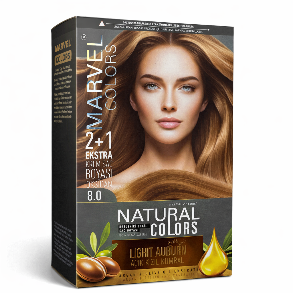 Natural Colors 8.0 Light Auburn Light Brown Hair Dye 2+1 Set ...
