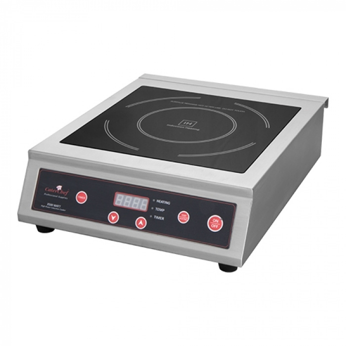 CaterChef Inductiekookplaat | RVS | 1 Kookpunt (Ø250) | 60°C/240°C | 3 ...