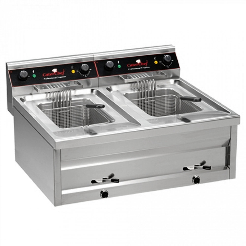 CaterChef Friteuse | Elektrisch | 12+12L | 18kW (2x 400V) | Aftapkranen ...