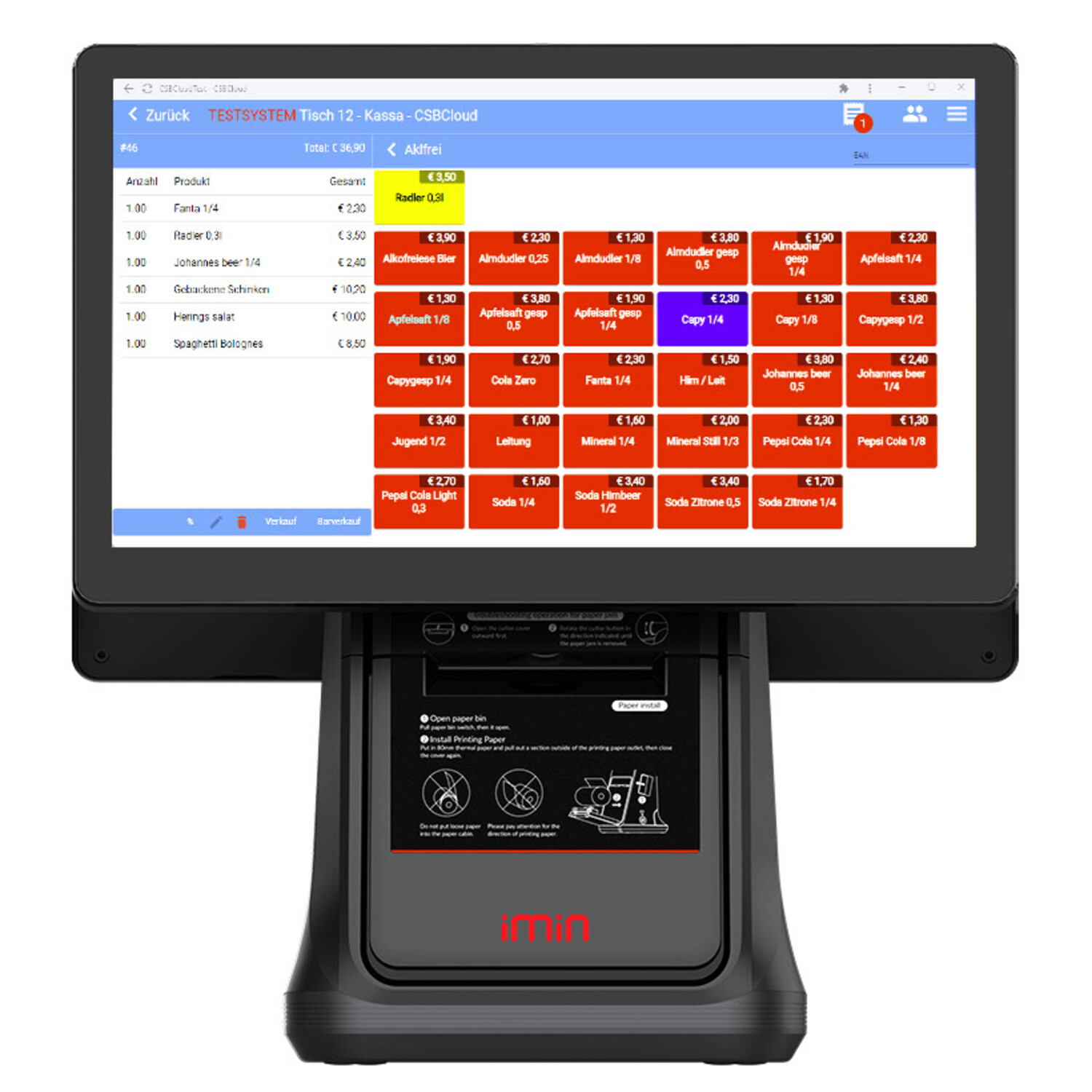 iMin Kassa | D4-503 | Touchscreen | 15.6" Display | Bonprinter 58/80mm ...
