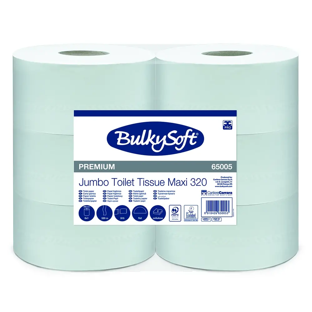 BulkySoft® Jumborollen (Maxi) | Cellulose (2-Laags) | Blauw | 320m/Rol ...