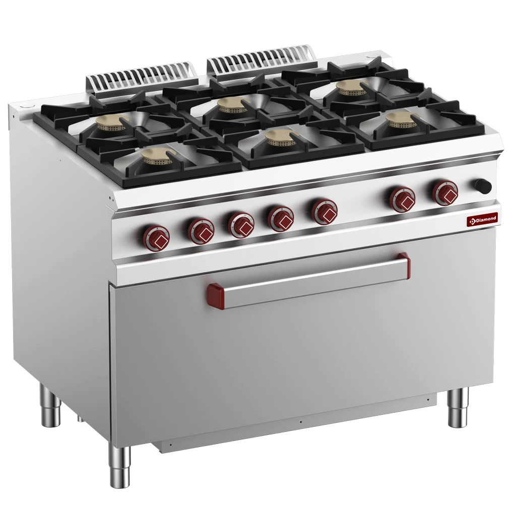 Diamond Fornuis + Maxi Oven | OPTIMA 700 | Gas | 6 Branders (6x 7kW ...