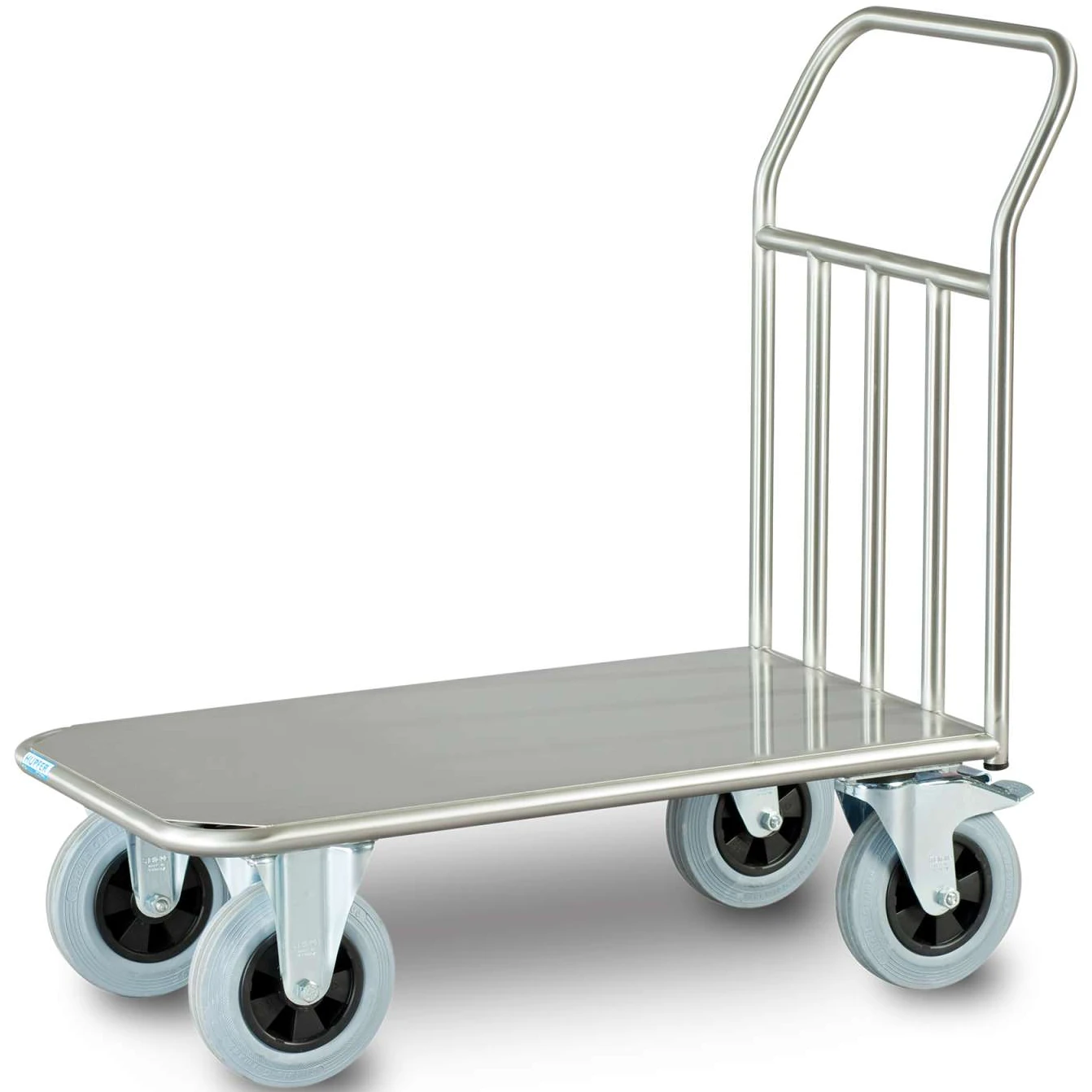 HUPFER Platformwagen | RVS | Max. 500kg | Wielen (Geremd) + Duwbeugel ...