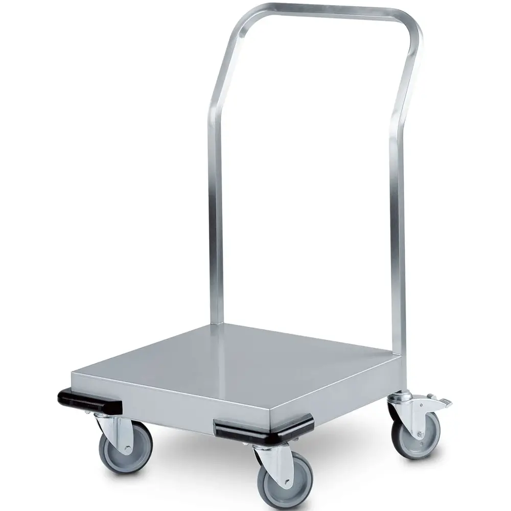 HUPFER Platformwagen | RVS | Max. 120kg | Wielen (Geremd) + Duwbeugel ...