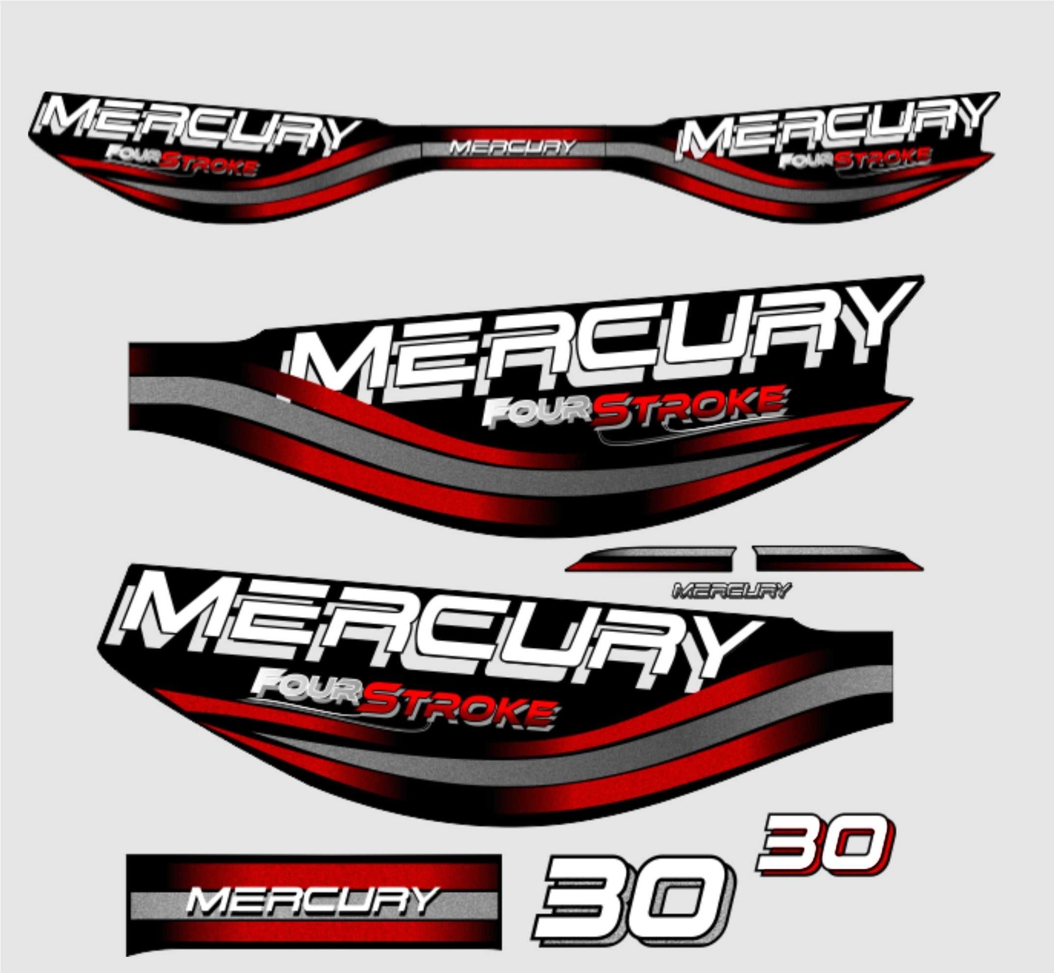 Mercury 30 HP FourStroke 1999-2003 Sticker Set - Allesmarine.de
