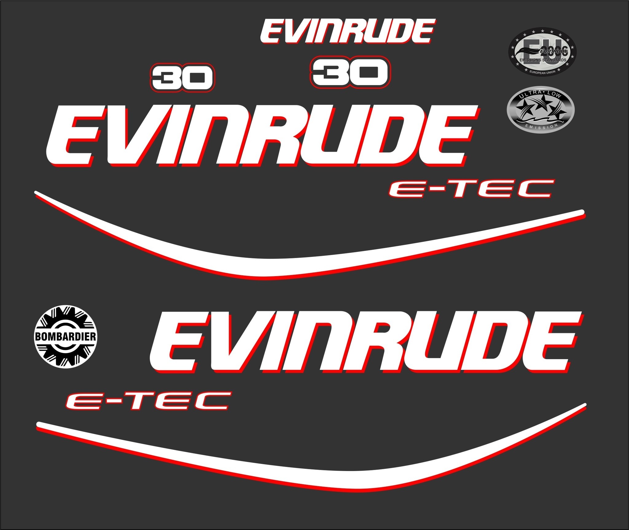 Evinrude E-Tec 30 HP Sticker Set - Allesmarine.de