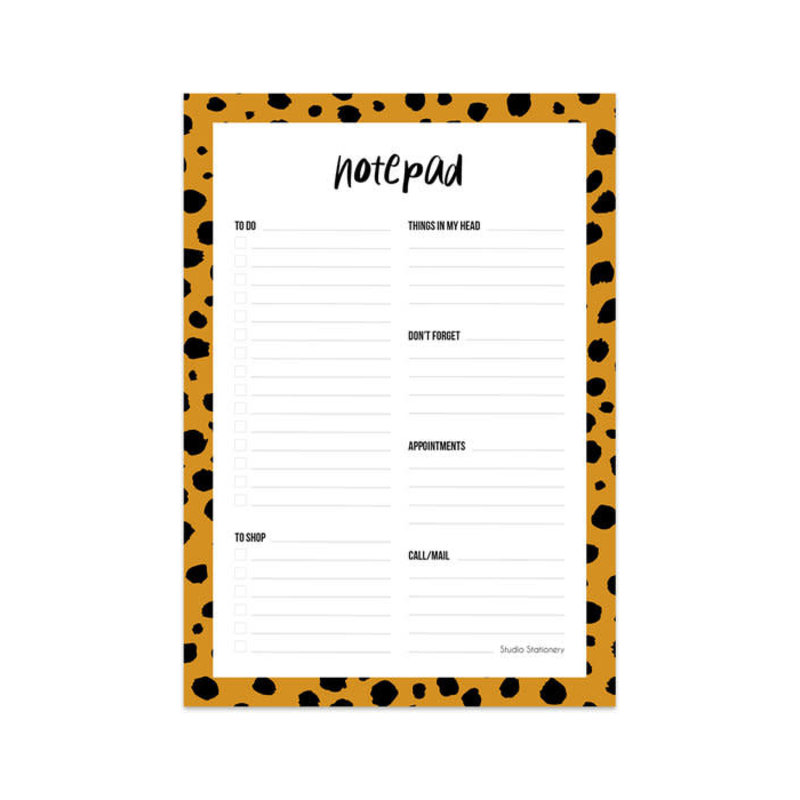Studio stationery Studio stationery notepad cheetah