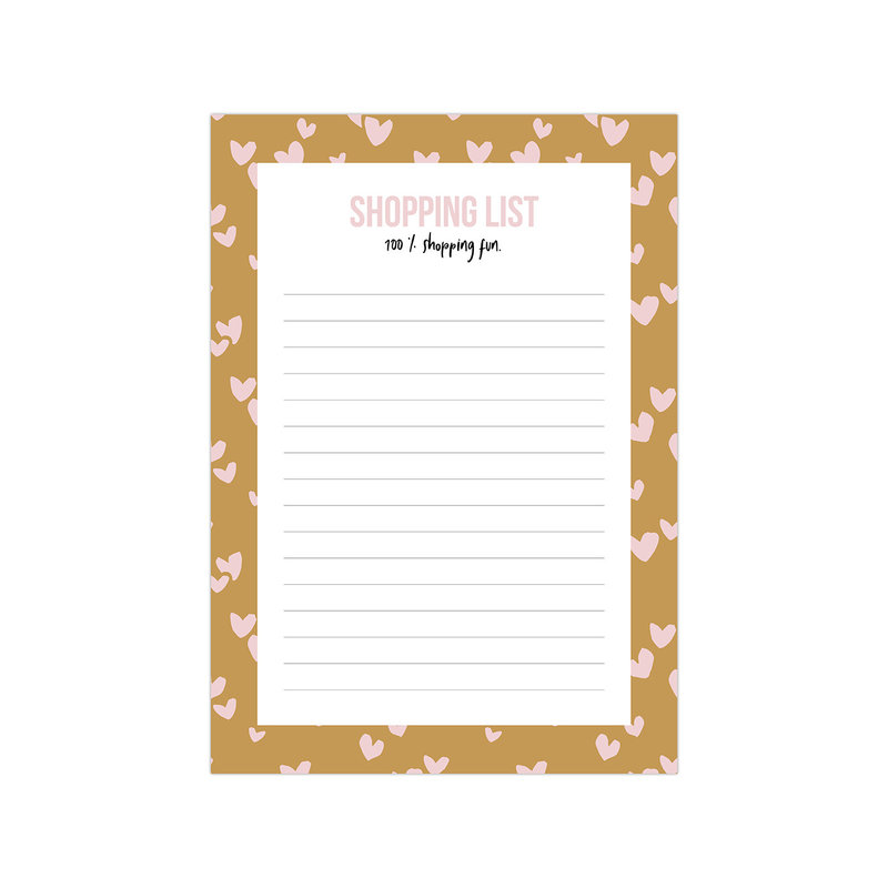 Studio stationery Studio stationery A6 Noteblock Shoppinglist hearts