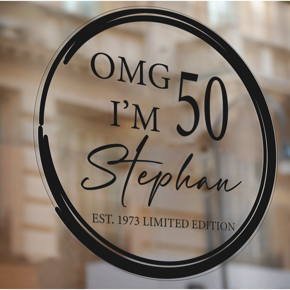 Raamsticker verjaardag OMG 50 - Jetjes & Jobjes