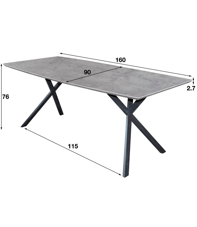 Deens ovale eettafel Hanna 160x90 betonlook - DIMEHOUSE Deens ovale eettafel Hanna 160x90 betonlook - DIMEHOUSE