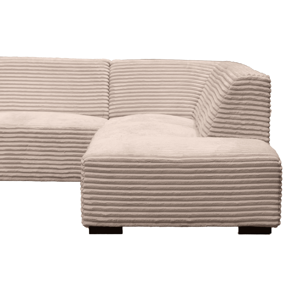 2,5-zits hoekbank Gavi ribstof beige rechts - DIMEHOUSE