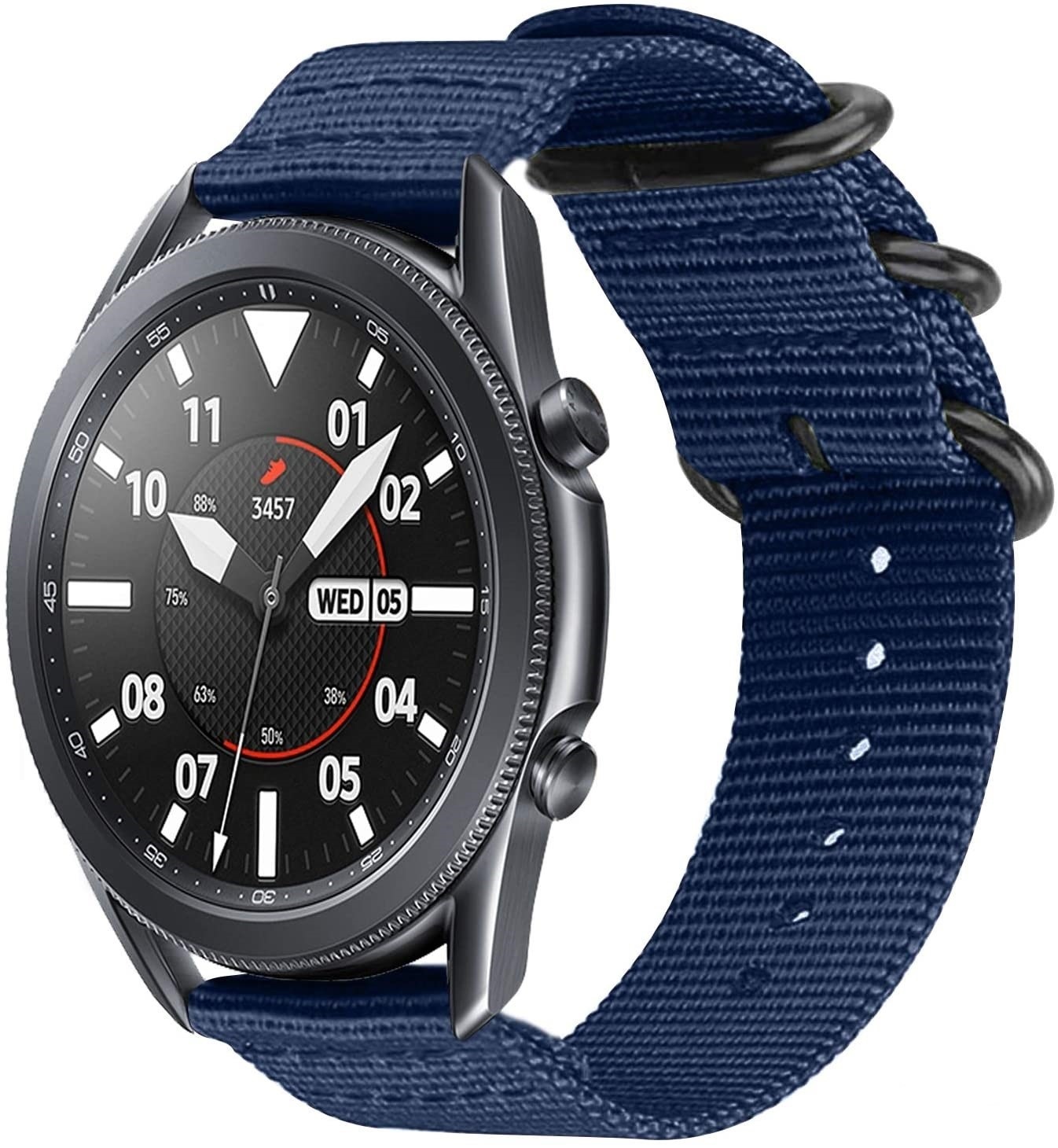 Samsung Galaxy Watch3 45mm nylon gesp band (blauw) - Smartwatchbanden.nl