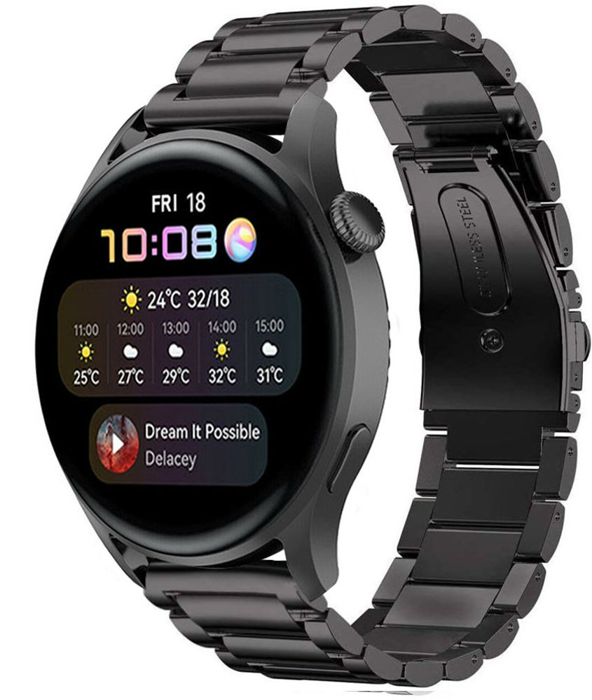 Huawei Watch 3 (Pro) titanium bandje (zwart) - Smartwatchbanden.nl