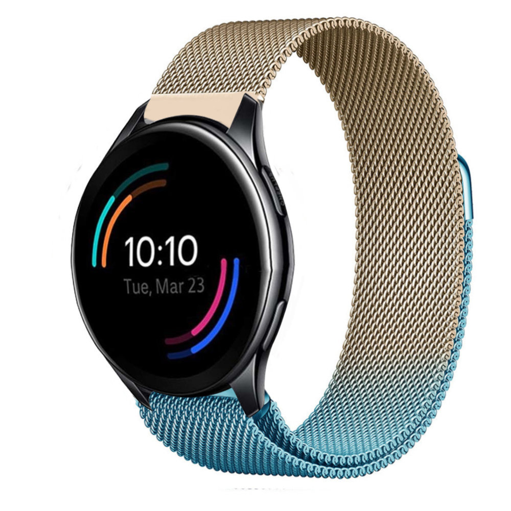 OnePlus Watch Milanese band (blauw/goud) - Smartwatchbanden.nl