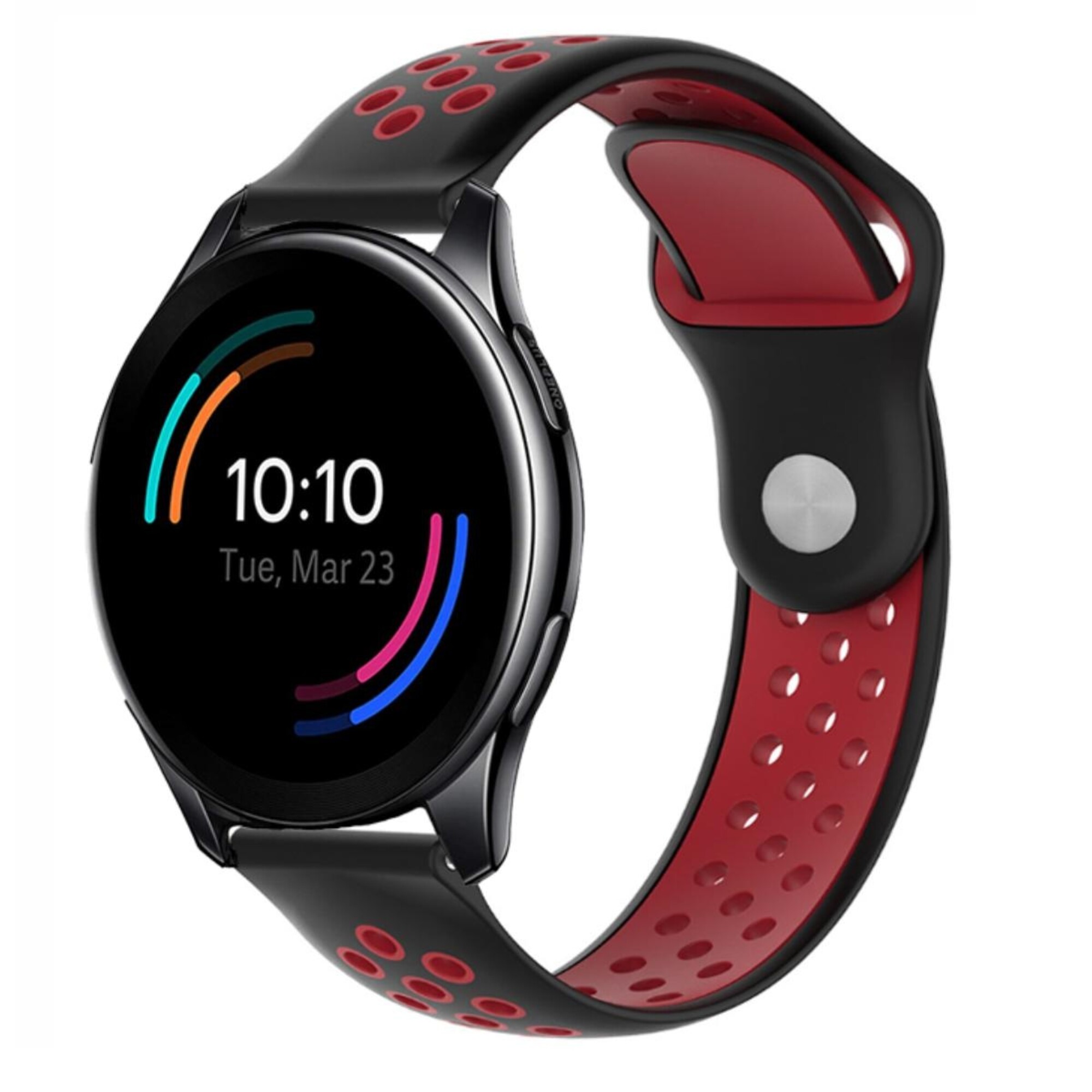 OnePlus Watch sport band (zwart/rood) - Smartwatchbanden.nl