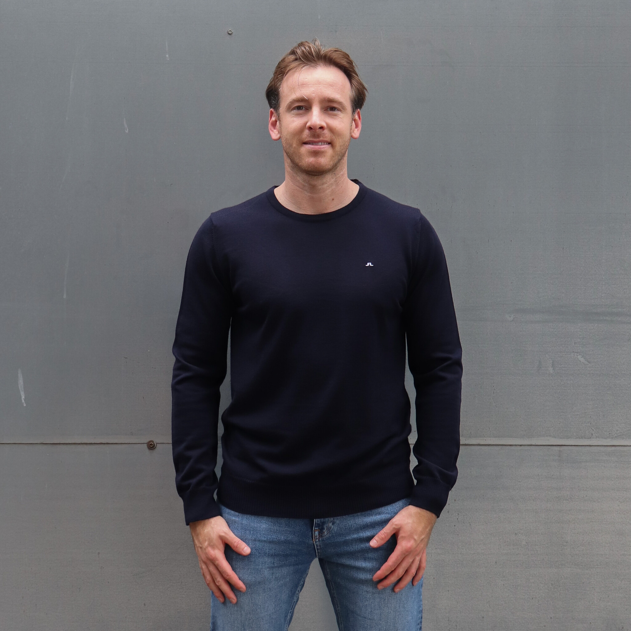 J. Lindeberg Heren Lyle True Merino Knit Navy - John's Sport Shop