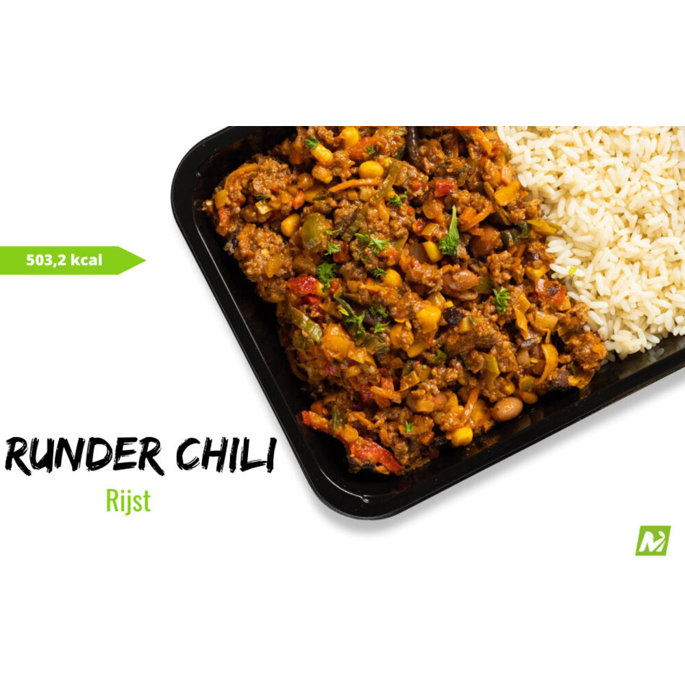 Droge Spiermassa Maaltijd Runder Chili - Rijst - The Muscle Chef