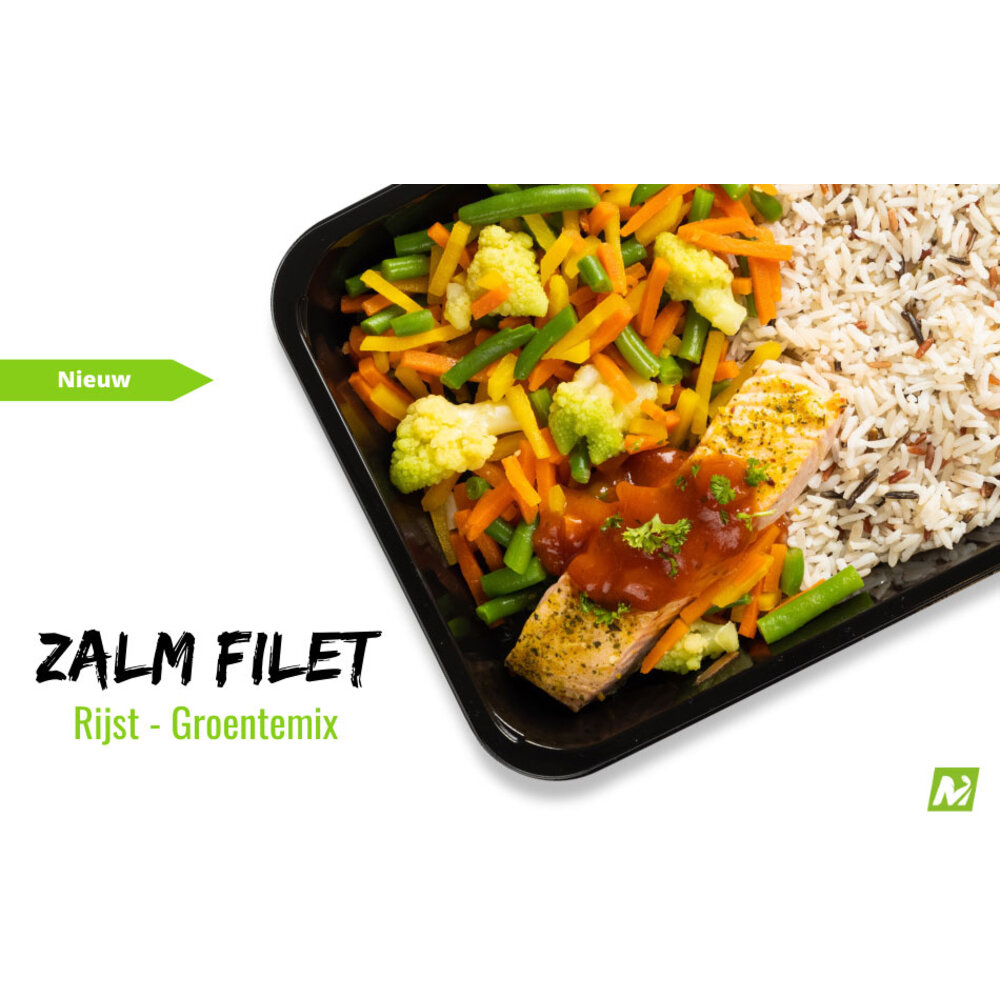 Droge Spiermassa Maaltijd Zalmfilet -Rijst- Groentemix - The Muscle Chef