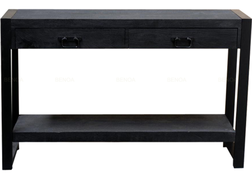 Sidetable Zwart mango met 2 lades en onderblad - Gratis thuisbezorgd ...