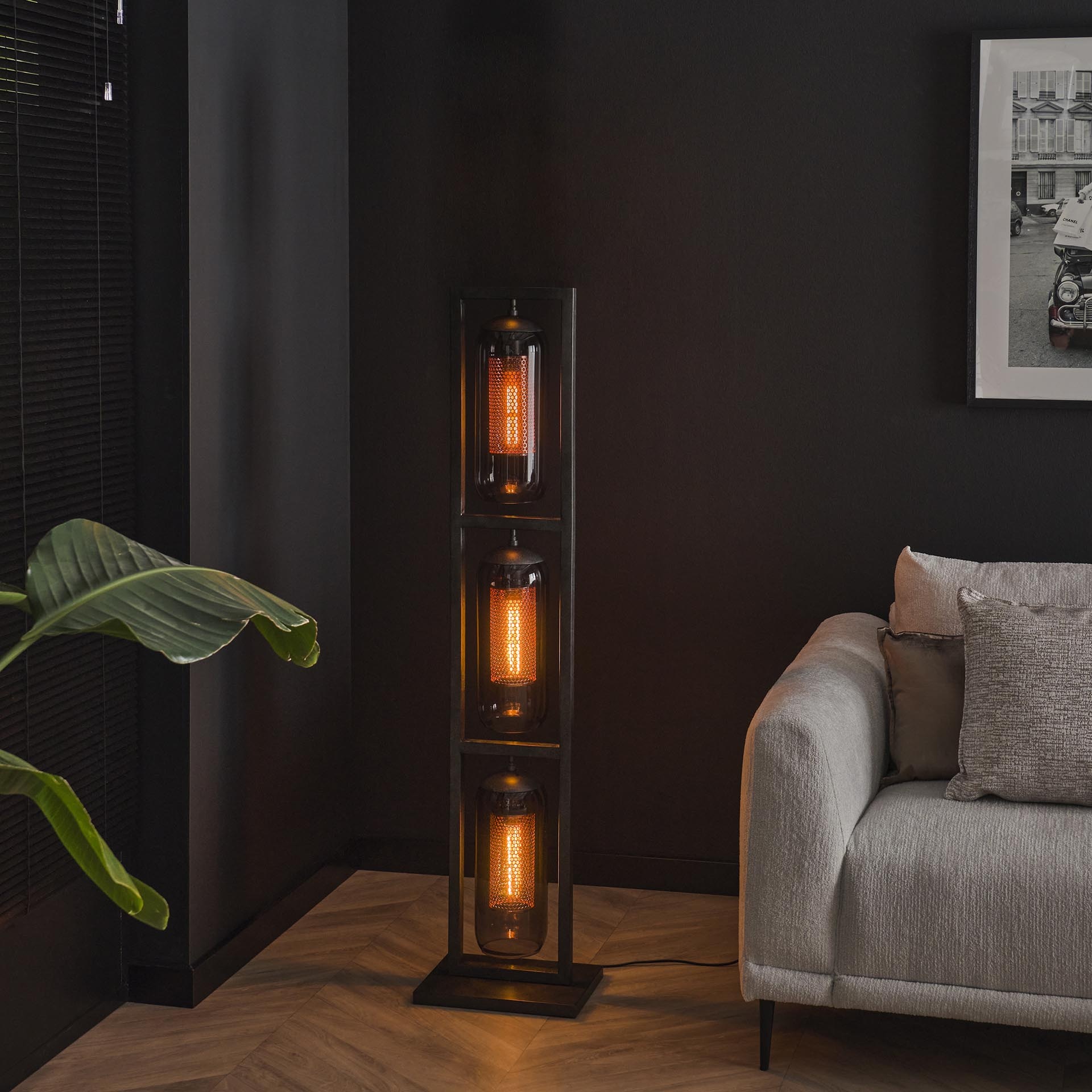Vloerlamp 3L tower smoke glas-geperforeerd staal - Gratis thuisbezorgd ...