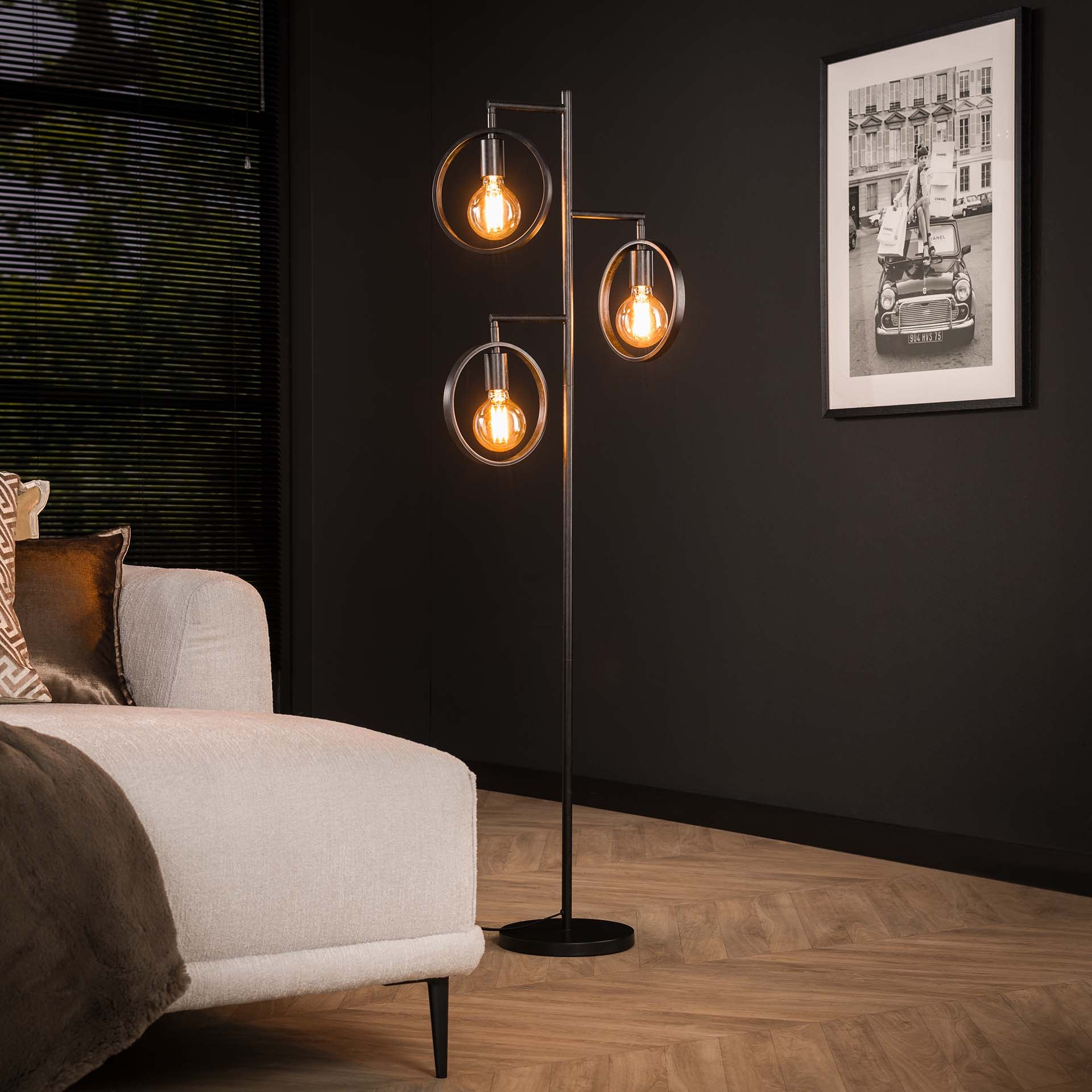 Vloerlamp Ring met 3 lampen - Gratis thuisbezorgd - Houten Meubel Outlet