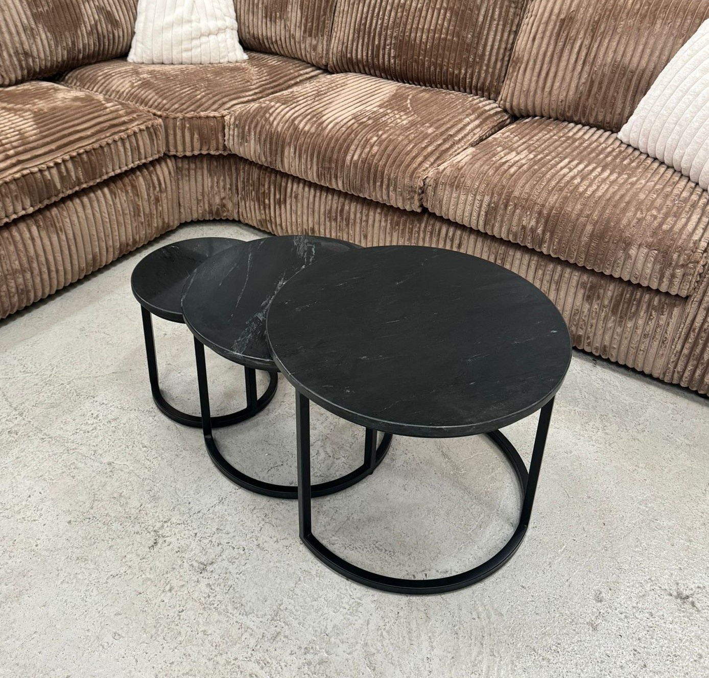 Salontafel set van 3 met marmer blad - Houten Meubel Outlet