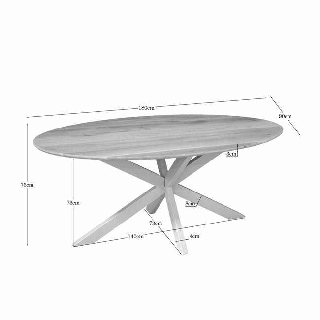 Eiken Eettafel Ferris Ovaal 180 cm Naturel | Starfurn – Houten Meubel ...