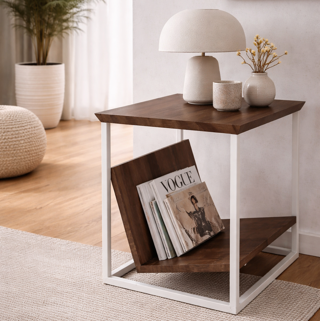 Grenada lectuurbak – Mangohout & Beige Metaal | Welcome Home Collectio ...