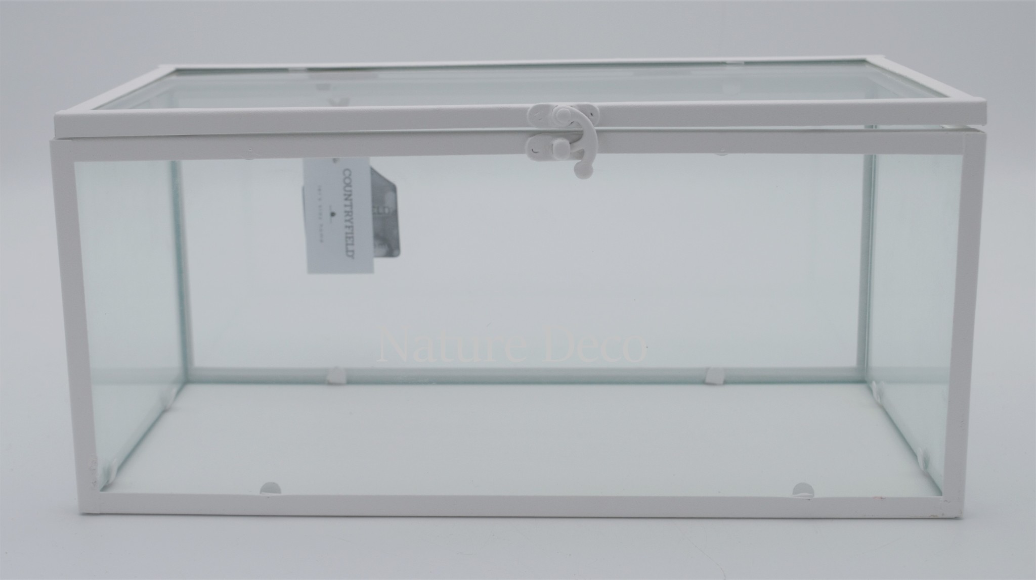 Vitrine box wit ijzer 30x15x13,5cm - Nature Deco