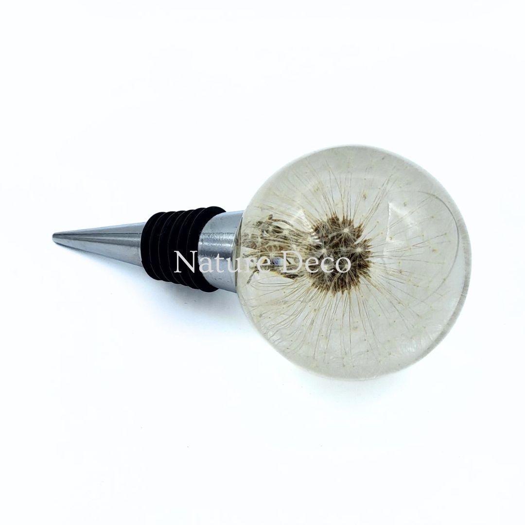 Wijnstopper blaasbloem in hars "bol" - Nature Deco