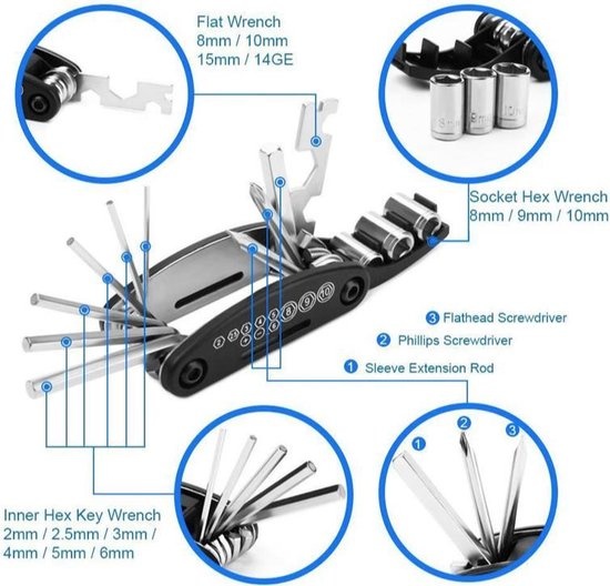Makes Easy Fiets Inbus Multi Tool 16 Delig Racefiets en MTB ...