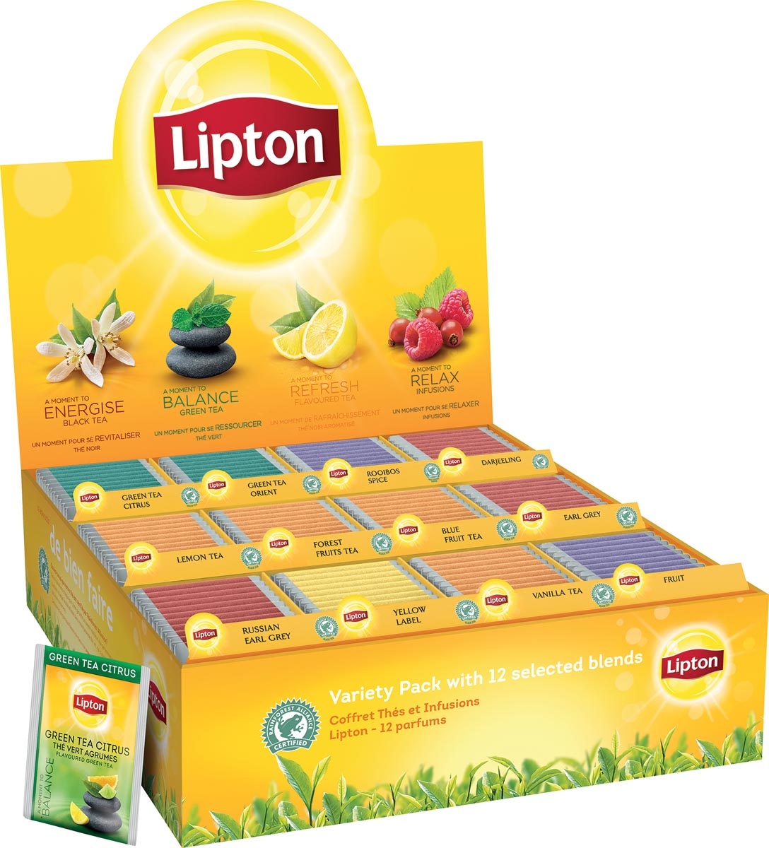 Lipton Variety Pack - 12 smaken - display met 180 zakjes - VerpakkingenXL