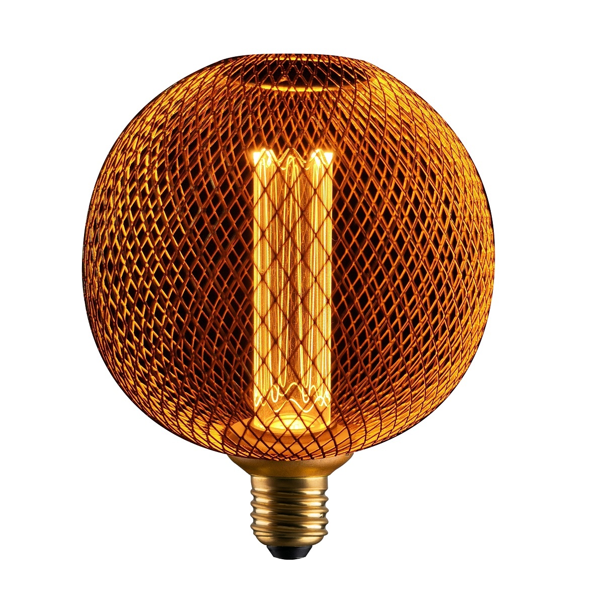 LED Cage Globe G125 - 3-Stap dimbare lamp - Goud metaal - LedlampshopXL